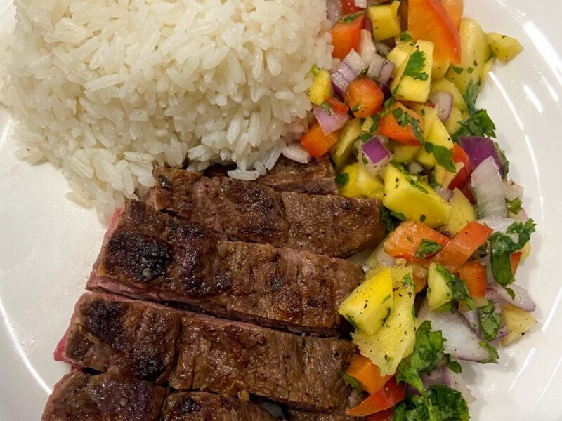 Simple Flank Steak with Fresh Mango Salsa - Modest Morsels
