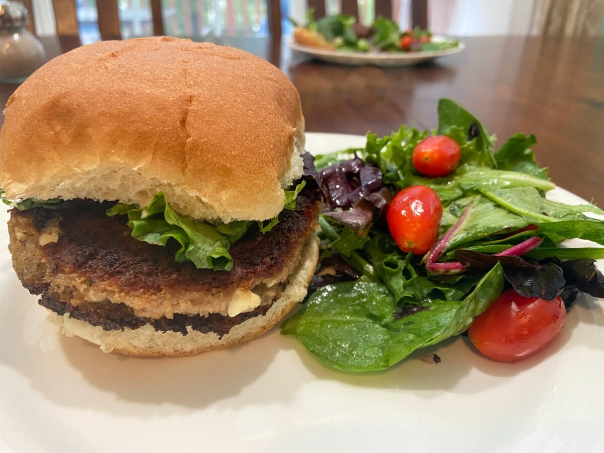 Feta Skillet Turkey Burgers with Salad - Modest Morsels